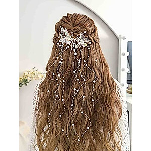 CASDRE Butterflies Bride Wedding Hair Vine Silver Pearl Bridal Headband Rhinestone Headpiece Hair Accessories for Women and Girls