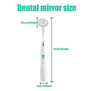 Ceonam 2 Pcs Dental Mirror with Light Tool LED Lighted Teeth Inspection Mirror Anti Fog Curve Angle Dentist Oral Care Tool (Green)
