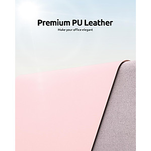 YSAGi Leather Desk Protector, Office Mat, Large Mouse Mat, Non-Slip PU Leather Blotter, Laptop Pad, Waterproof Writing Pad for Office and Home (Light Pink, 23.6" x 13.8")