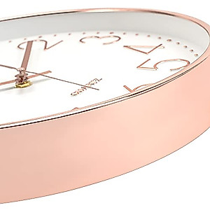 Foxtop Modern Wall Clock 12 Inch Non-Ticking Silent Battery Operated Round Quartz Rose Gold Wall Clock for Office Bedroom Living Room Kitchen Home School Decor
