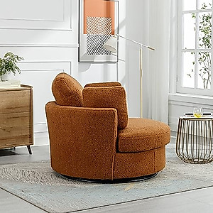 Oversized Swivel Accent Barrel Chair with 3 Pillows,Modern Comfy Upholstered 360 Recliner Sofa Cozy Club Chaise Leisure Round Loveseat Lounge Armchair for Living Room/Bedroom/Hotel/Nursery/Office