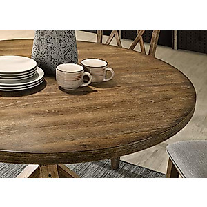 Roundhill Furniture Windvale Cross-Buck Wood 5-Piece Dining Set, Brown