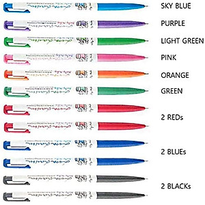 Xeno Slim Ball point Pens - Baby Mikey 0.38mm 9 Color mix (Pack of 12) With twistable pencil