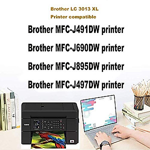 Aoou LC3013 LC3011 Compatible Ink Cartridge Replacement for Brother LC3013 High Yield for Brother MFC-J491DW MFC-J497DW MFC-J690DW MFC-J895DW Printer, 5-Pack (2 Black, 1Cyan, 1 Magenta, 1 Yellow)