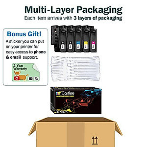 Cartlee 5 pk Compatible High Yield Laser Toner Cartridges Replacement Ink for Dell 1250c 1250 1350cnw 1355cn 1355w 1355cnw C1760nw C1765nfw c1760 C1765nf printer (2 Black, 1 Cyan, 1 Magenta, 1 Yellow)