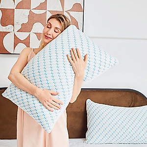 VAINOC Memory Foam Pillows Queen Size Set of 2, Adjustable Cooling Pillow for Side Back Stomach Sleepers with Washable Removable Cover