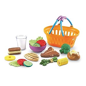Learning Resources New Sprouts Dinner Food Basket - 18 Pieces, Ages 18+ Months Pretend Play Food for Toddlers, Preschool Learning Toys, Kitchen Play Toys for Kids