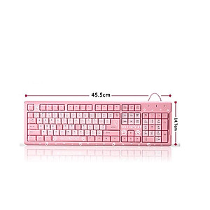 Gaming Keyboard, Waterproof Silent Pink Hello Kitty Laptop Computer Keyboard Cartoon Cute Pink USB Wired KT cat Keyboard Gaming for Girls for Desktop, Computer, PC (Color : Pink)