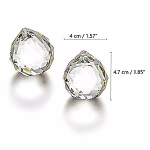 JIHUI Clear Glass Crystal Ball Prism Pendant Suncatcher 40mm Pack of 2