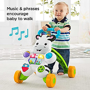 Fisher-Price Baby Learning Toy Learn With Me Zebra Walker With Music Lights And Fine Motor Activities For Ages 6+ Months