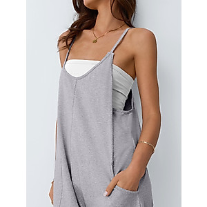 AUTOMET Summer Maternity Clothes Outfits Plus Size Loose Comfy Womens Jumpsuits Casual Rompers Soft Trendy Overalls Jumpers 2025 Gray M