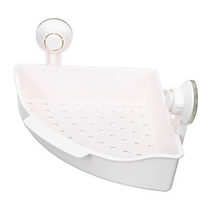 Amosfun 1 Set Storage Stand Suction Toilet Storage Rack Punch- Toiletries Holder Bathing Shelf Metal Storage Shelf Bathroom Shower Corner Shelf White Plastic Sucker Tripod