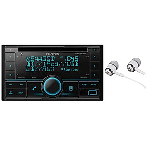 Kenwood Double-DIN In-Dash CD/MP3/USB Bluetooth AM/FM Car Stereo Receiver High Resolution Audio Compatibility Pandora/iHeart Radio/Spotify/iPhone and Android App Ready with ALPHASONIK EARBUDS