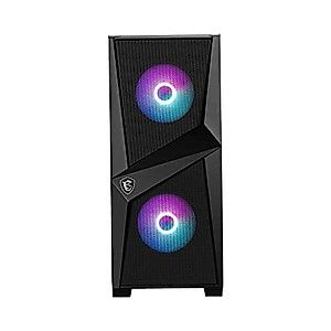 MSI MAG Series FORGE 100R, Mid-Tower Gaming PC Case: Tempered Glass Side Panel, ARGB 120mm Fans, Liquid Cooling Support up to 240mm Radiator, Mesh Panel for Optimized Airflow