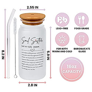 Sisters Gifts from Sister - Gifts for Sister, Big Sister Gift - Friendship Gifts for Women Friends, Gifts for Friends - Sister Birthday Gifts from Sister, Birthday Gifts for Sister - 16 Oz Can Glass