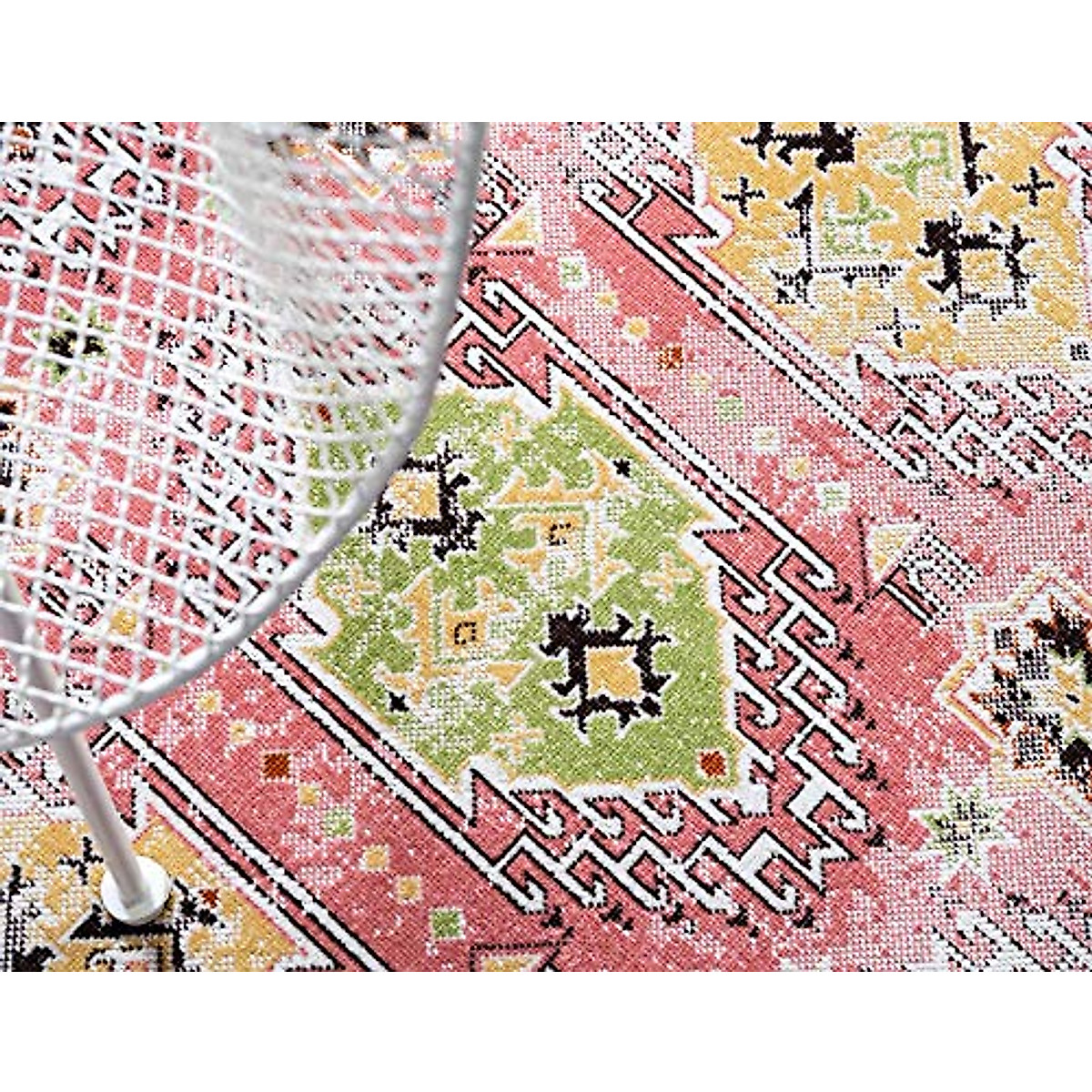 Unique Loom Aarhus Collection Geometric Border Rug_AAR004, 6 x 9 Feet, Rose/Ivory