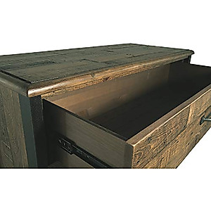 Signature Design by Ashley Sommerford Industrial Farmhouse 5 Drawer Chest with Dovetail Construction, Butcher-Block Brown, Black