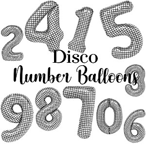 40 Inch Disco Number Balloons Large Silver Disco Ball Print Number Balloon for New Years Eve 70s Birthday Party Supplies Disco Party Decorations Number 1