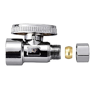 Minimprover 2 Pack Brass 1/2 Inch FIP x 3/8 Inch OD Compression Quarter Turn Straight Water Angle Stop Valve Shut Off