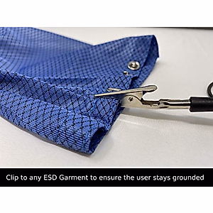 ESD Grounding Cable with Alligator Clip - 8 Feet - Ground Cable Cord with Clip, Earthing, Grounding, ESD, Static Control, EMF Radiation Fabrics, Plug into Your Outlet Grounding Adapter