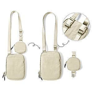 ODODOS Unisex Crossbody Bag with Removable Small Pouch Adjustable Belt Bag for Cell Phone Travel Workout Running Hiking, Charcoal