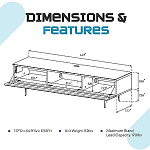 SONOROUS ST-360 Premium TV Stand for Living Room - Luxury Wood & Glass Media Console with Metal Legs - Modern TV & Media Furniture with Storage - White TV Table Support up to 75" - White Wood Cover
