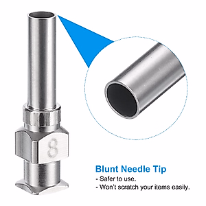 PATIKIL 8Ga x 0.5 Inch Stainless Steel Dispensing Needle Tips, 12Pcs Metal Glue Needle Tube Blunt Tips Luer Lock for Thick Glue Ink Lab, Silver