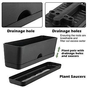 5 Pack Window Boxes Planters 16 Inches Rectangular Planter Herb Planter Boxes Large Plastic Flower Pots Rectangle Black Planter Outdoor and Indoor Succulent Window Sill Planter Self Watering Pots