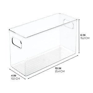 iDesign BPA-Free Plastic Pantry and Kitchen Storage, Freezer and Fridge Organizer Bin with Easy Grip Handles – 10” x 4” x 6”, Clear