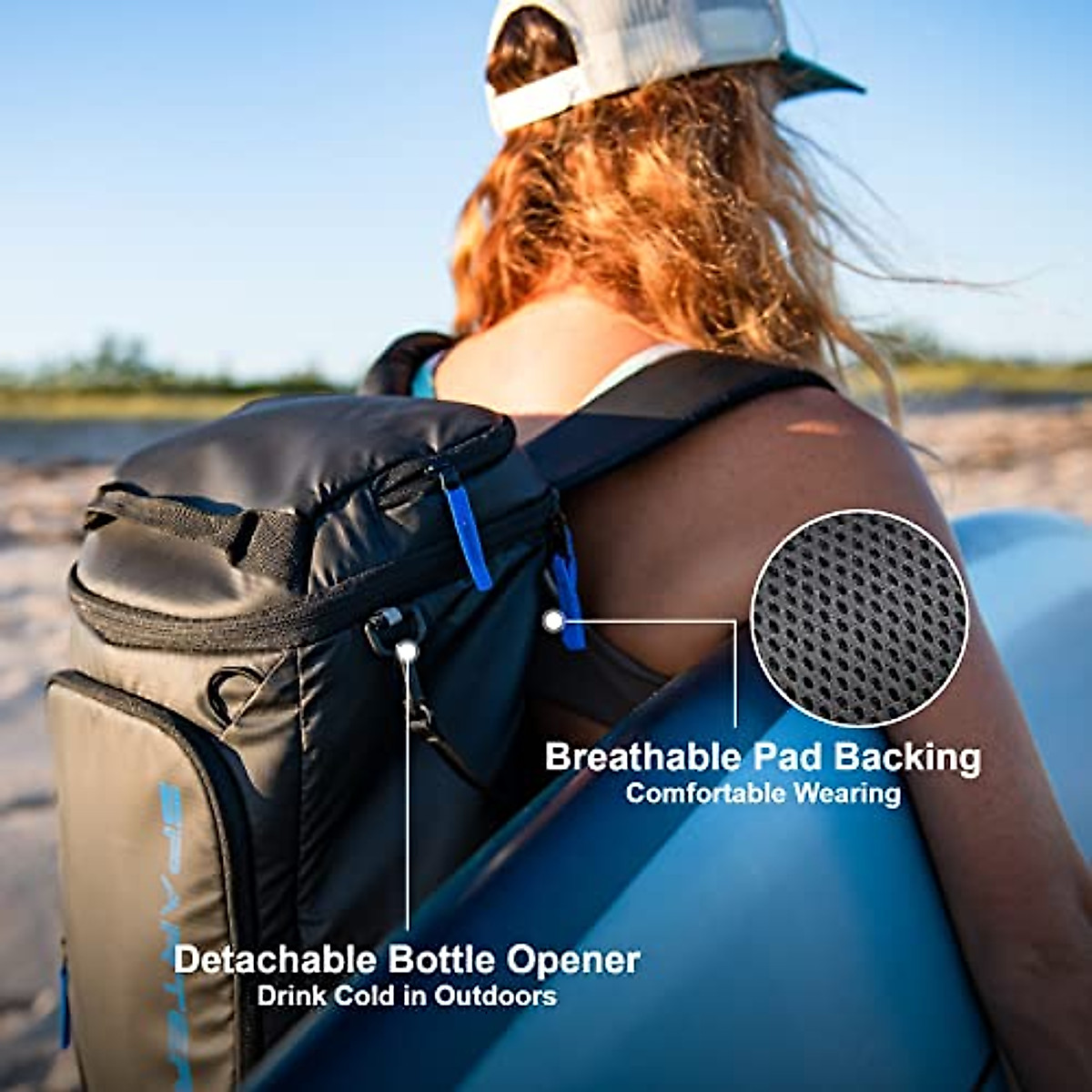 SPARTER Backpack Cooler Insulated Leak Proof 33 Cans, 2 Insulated Comaprtments Thermal Bag, Portable Lightweight Beach Travel Camping Lunch Backpack for Men and Women