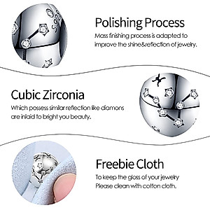 Pandach 12 Zodiac Sign Birthday Charms 925 Sterling Silver Birthstone Charms Fits Women's Charm Bracelet Necklace Bangle Gifts for Womens Friends