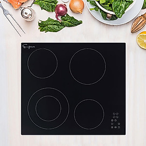 Empava Electric Stove ETL Certified, Radiant Cooktop 4 Burners including Dual Zone Element, 1-99 Min Timer, Kid Safety Lock, 9 Heating Levels, Black Glass Surface, All Kinds of Cookware,24 Inch, 24in