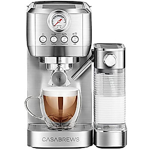 CASABREWS Espresso Machine 20 Bar, Compact Cappuccino Machine with Automatic Milk Frother, Stainless Steel Espresso Maker With 49 oz Removable Water Tank for Cappuccino or Latte, Gift for Coffee Lover