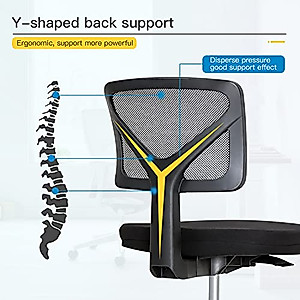 BestOffice Ergonomic Desk Armless Mesh Computer Lumbar Support Swivel Rolling Executive Adjustable Task Chair for Back Pain (Black)