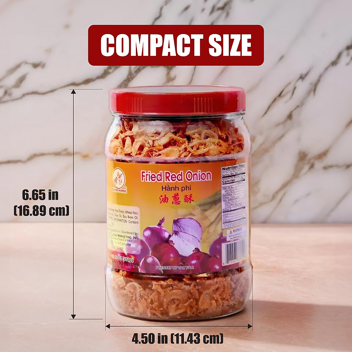 Flying Horse Crispy Fried Red Onion (Hanh Phi) – 16 oz (1 lb) | Golden Brown, Crunchy & Aromatic | Authentic Asian-Style Onion Topping for Noodles, Soups, Stir-Fries, Salads & More