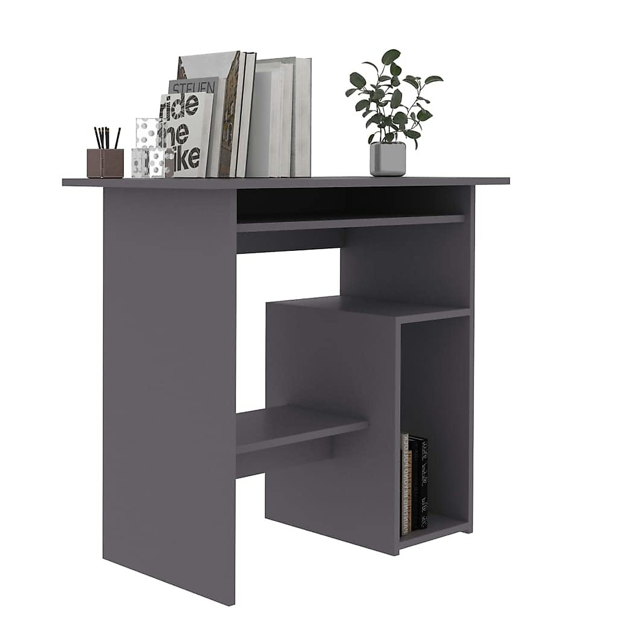 Youuihom Computer Desks, Country Style Office Desk, Desk for Study, Bedroom, Living Room, Office, Gray 31.5"x17.7"x29.1" Engineered Wood