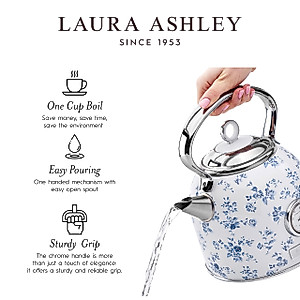 Laura Ashley Stainless Steel Electric Kettle 1.7 Liter - 1500W Rapid Boil Electric Kettles for Boiling Water - Electric Tea Kettles Automatic Shut Off - Overheat & Boil Dry Protection Cordless Kettle