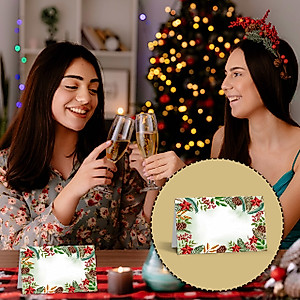 Christmas Table Place Cards - Holiday Party Food Tent Cards - Editable Table Name Card for All Occasions - Christmas/New Year Themed Baby Shower, Bridal Shower Decorations(04)