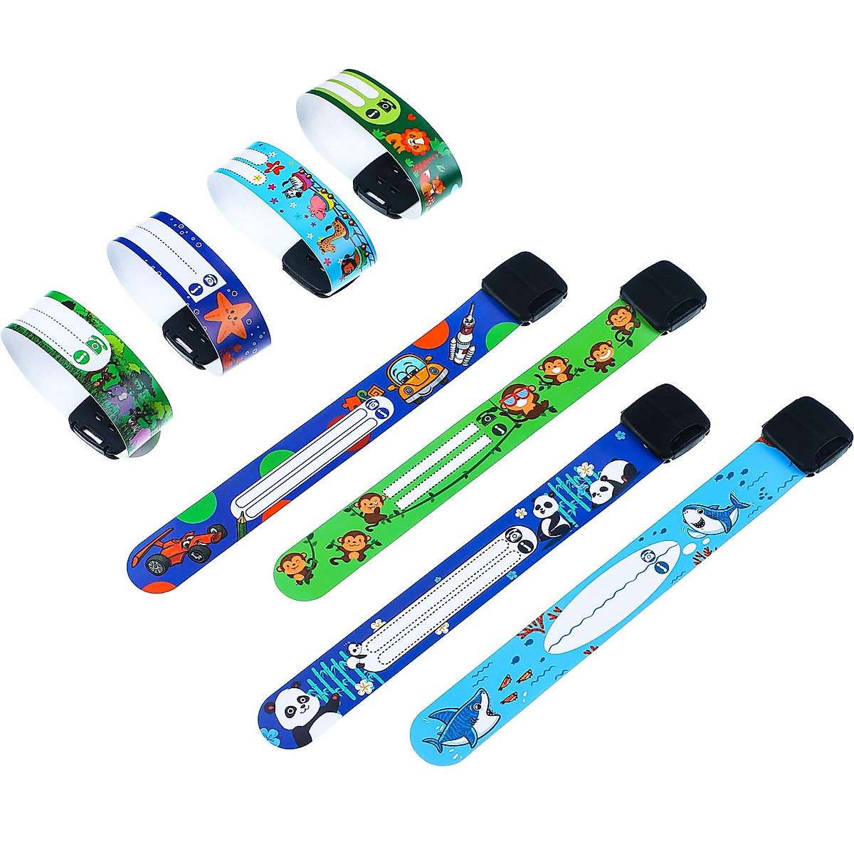 8 Pieces Safety ID Wristband Reusable Identification Bracelet Adjustable Waterproof ID Bands, 8 Styles