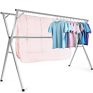 HYNAWIN Clothes Drying Racks, Upgraded Stainless Steel Laundry Drying Rack, Heavy Duty Collapsible Garment Rack, Clothes Storage Rack for Indoor Outdoor, 2M/79 in