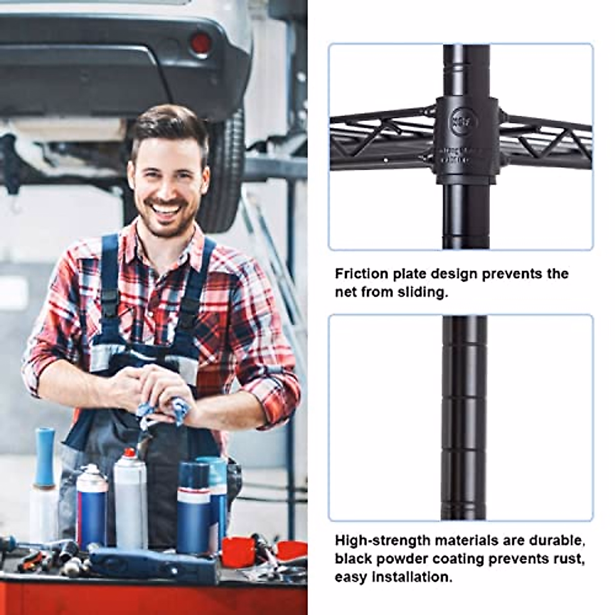 16''Lx42''Wx72''H 6 Shelf Wire Shelving Unit Heavy Duty Metal Storage Shelves NSF Wire Shelf Organizer Black Height Adjustable Utility Steel Commercial Grade Layer Shelf Rack 1500 LBS Capacity