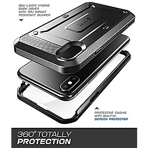 SUPCASE Unicorn Beetle Pro Series Case Designed Designed for iPhone X, with Built-In Screen Protector Full-body Rugged Holster Case for Apple iPhone X / iPhone 10 (2017 Release) (Black)