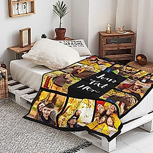 D-Story Custom Blanket with Text Picture Collage Customized Blankets, Birthday Personalized Throw Blanket for Father, Mom, Kids, Dogs, Friends or Lover (10 Photos) Made in USA