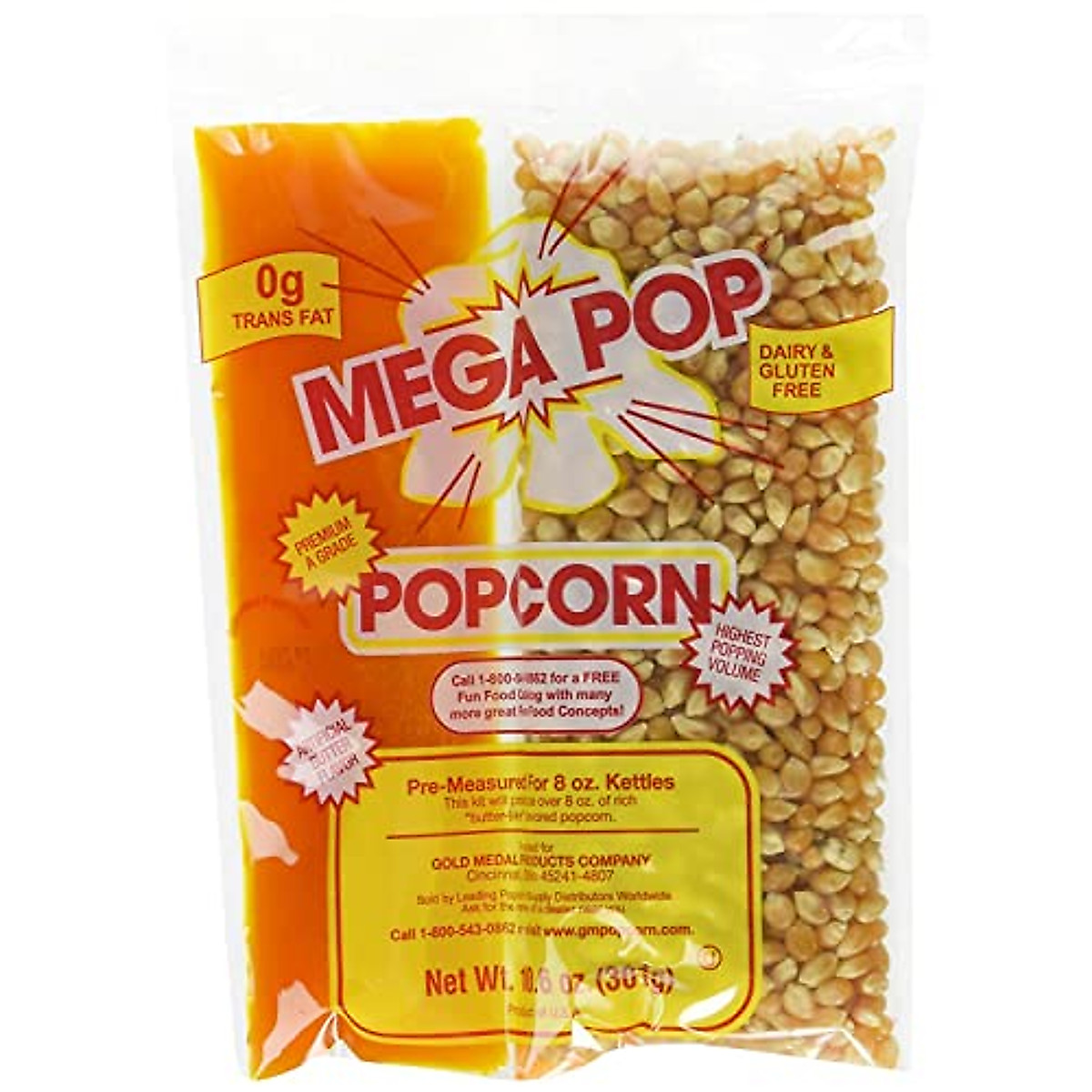 Mega pop Popcorn Kit - 10.6 Oz. (10.6 Oz. kit for 8oz. kettles) (12 Count)