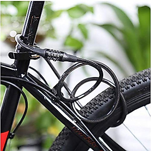 aostirmotor Bike Lock Cable, 4-Digit Bicycle Combination Lock Universal Cable Lock, Anti-Theft Steel Wire Combination Lock 4FT Long, 1/3 Inch Diameter, Black