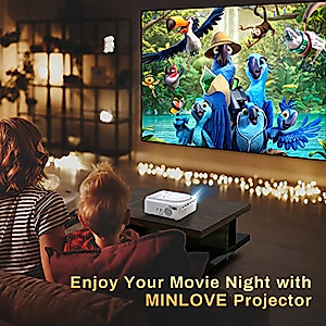 Portable Bluetooth 5.0 Projector Built-in DVD Player, MINLOVE Native 1080P Full HD DVD Projector, Mini Outdoor Movie Projector with Tripod, Video Projector Compatible with iOS/Android/HDMI/TV Stick