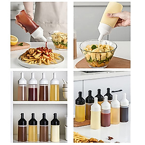 AKOAK 1 Pack 250 ml （8.45 oz） Plastic Extrusion Bottle Pressing Oil Bottle Multi-function Condiment Dispenser Household Kitchen Tomato Salad Jam Bottle (White)