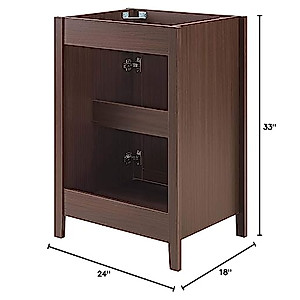 Modway Nantucket 24" Bathroom Vanity Cabinet (Sink Basin Not Included) in Walnut