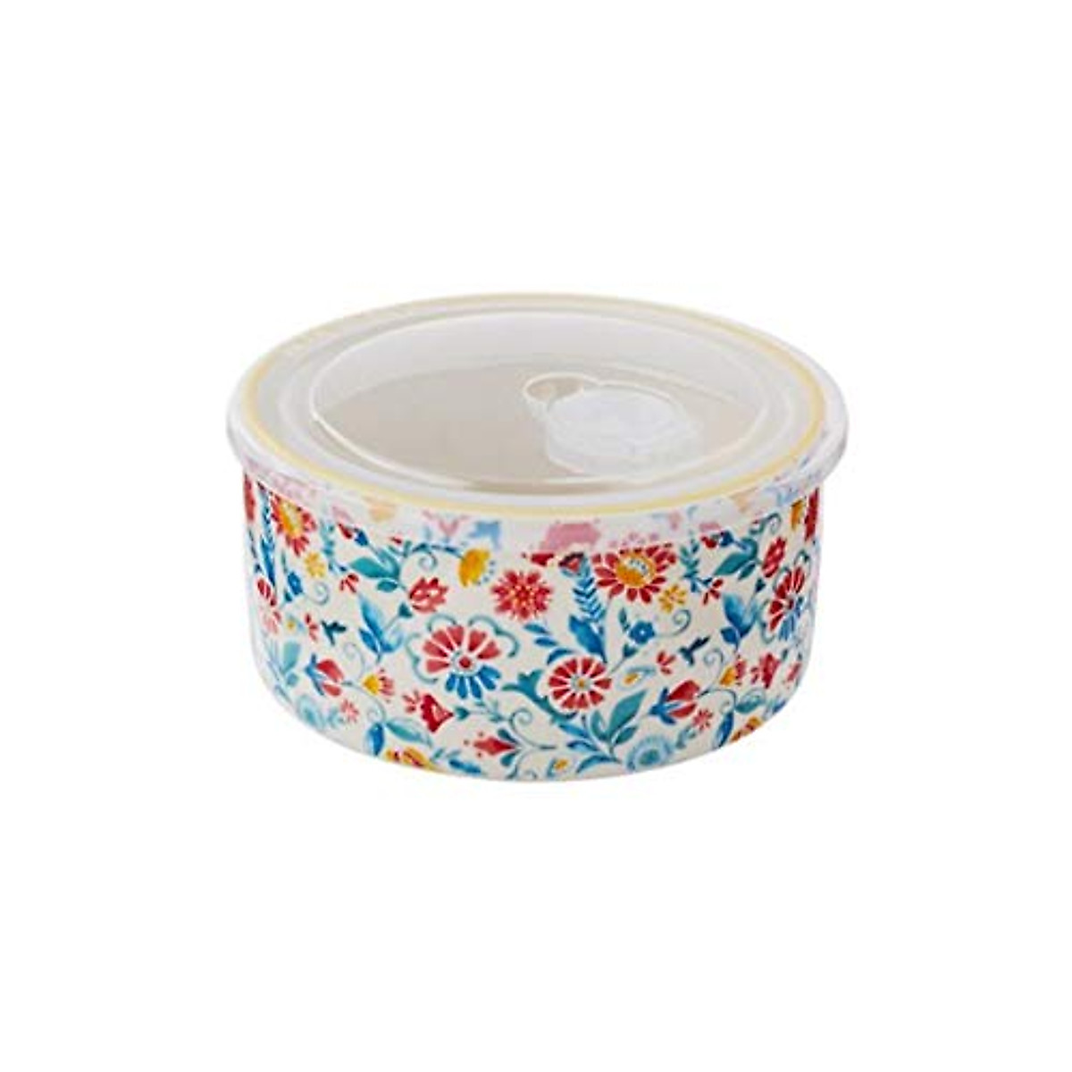 The Pioneer Woman Mazie 6-Piece Round Ceramic Nesting Bowl Set with Build-In Steam Release,15.5 ounce