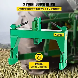 VEVOR 3-Point Quick Hitch, 3080 LBS Lifting Capacity Tractor Quick Hitch, 27.5" Between Lower Arms Attachments Quick Hitch, No Welding & 5 Level Adjustable Bolt, Adaptation to Category 1 & 2 Tractors